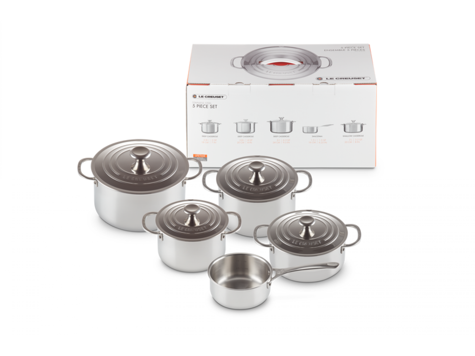 Pannenset 5-Delig in RVS Signature Le Creuset te koop bij Horeca ...